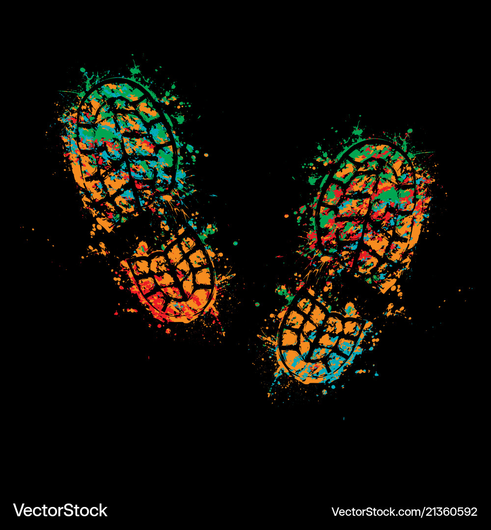 Grunge colorful shoes background Royalty Free Vector Image