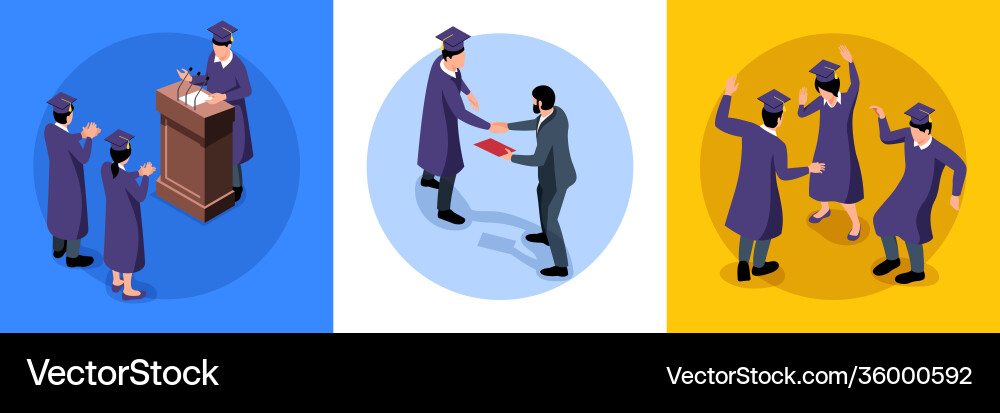 Isometric graduation design concept Royalty Free Vector