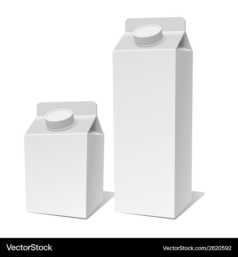 Paper milk product pack container set Royalty Free Vector