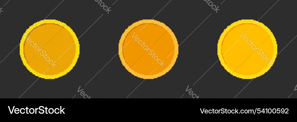 Pixel art golden coins icon set pixelated gold Vector Image