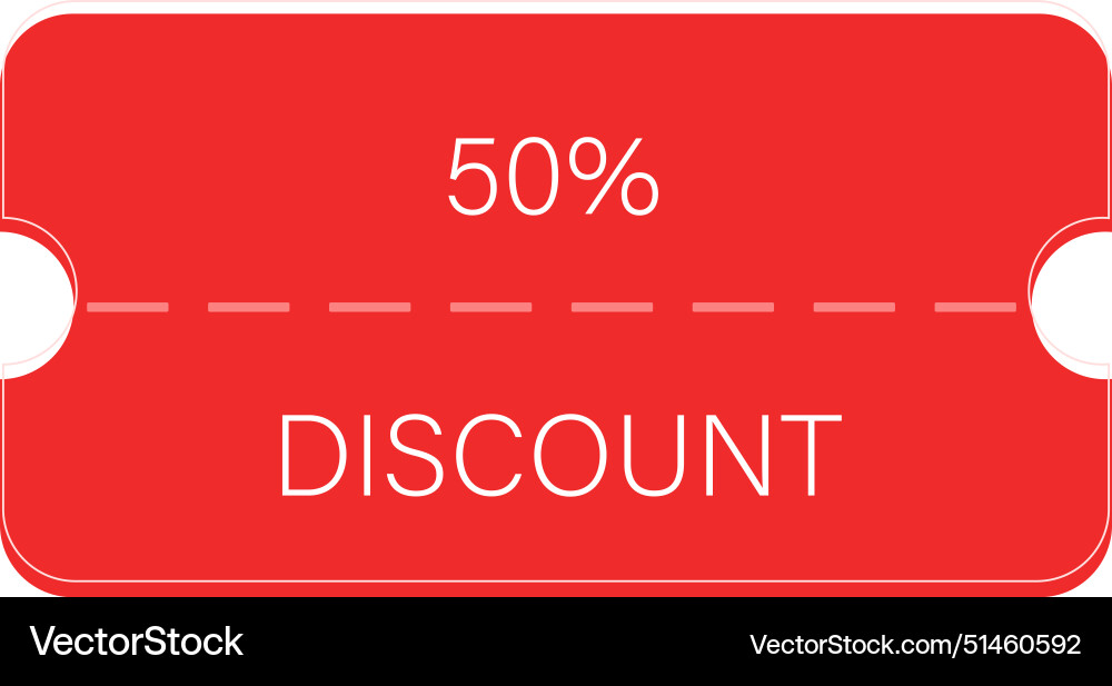 Red coupon discount isolated ticket Royalty Free Vector