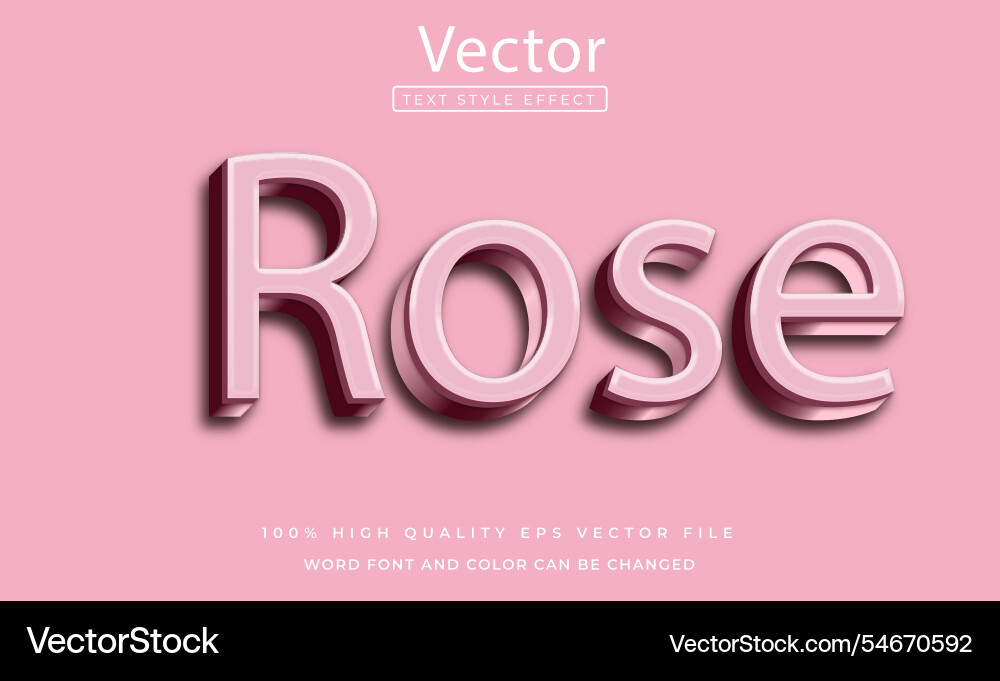 Rose text style effect Royalty Free Vector Image