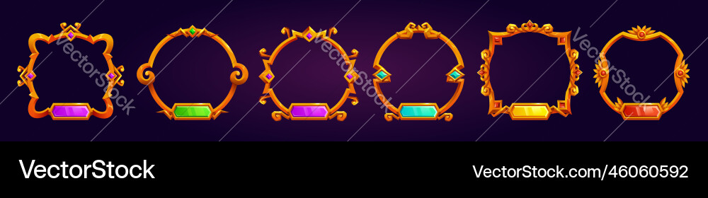 Set of round golden avatar frames Royalty Free Vector Image