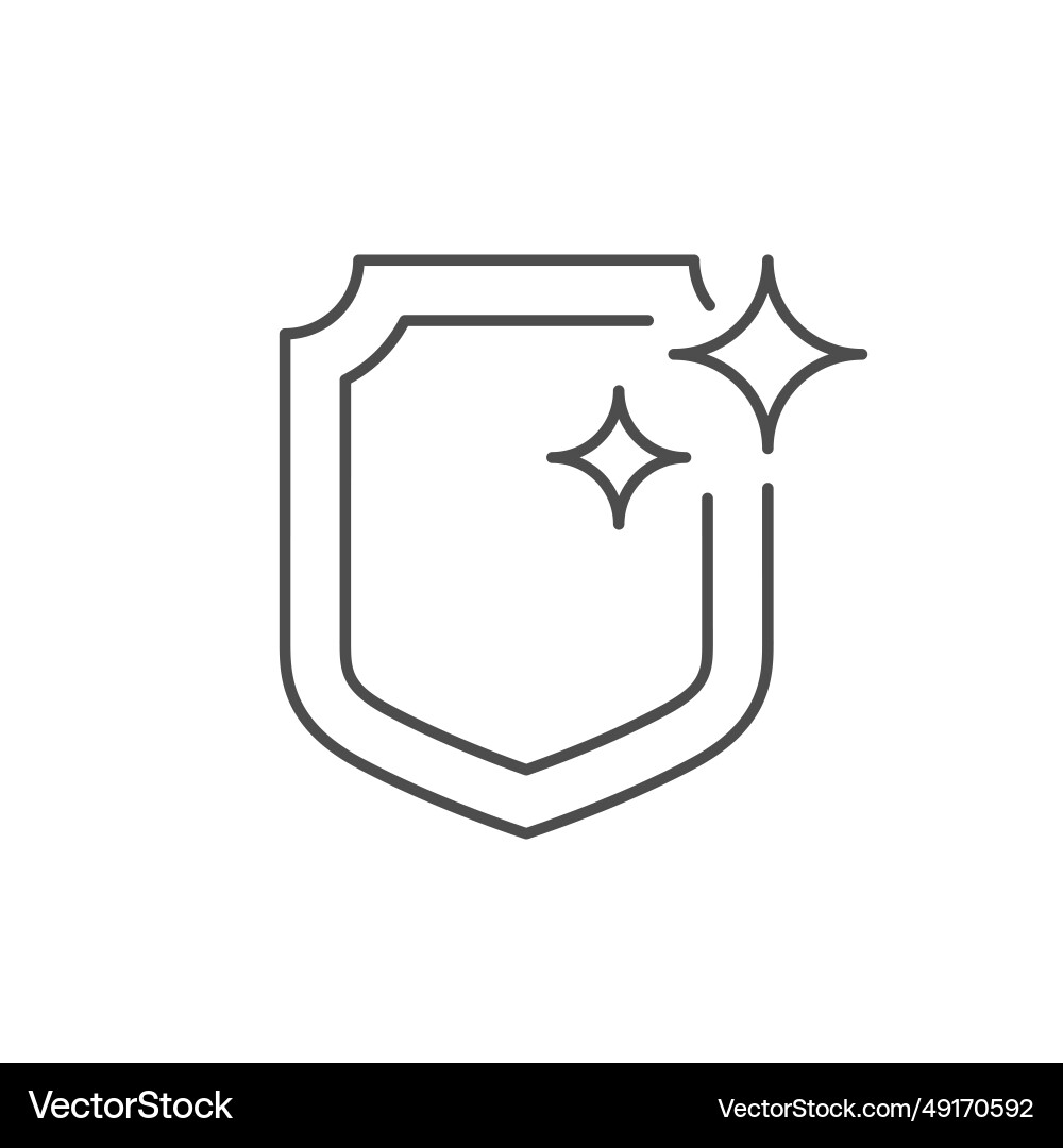 Shining shield line outline icon Royalty Free Vector Image