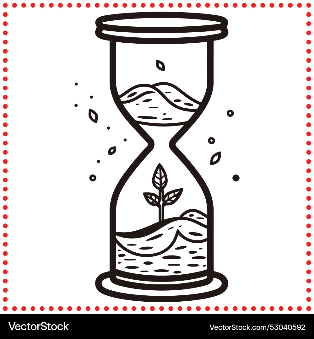 Stylized Hourglass With Plant Inside Art Vector Image