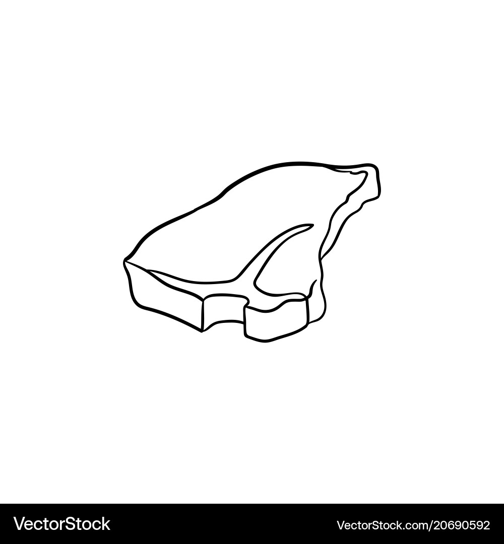 T-bone beef steak hand drawn sketch icon Vector Image