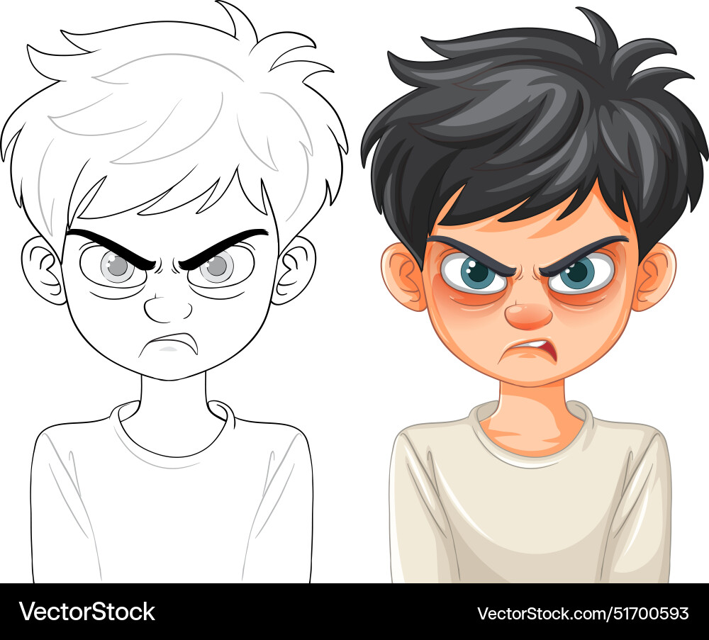 A boy with an angry facial expression Royalty Free Vector