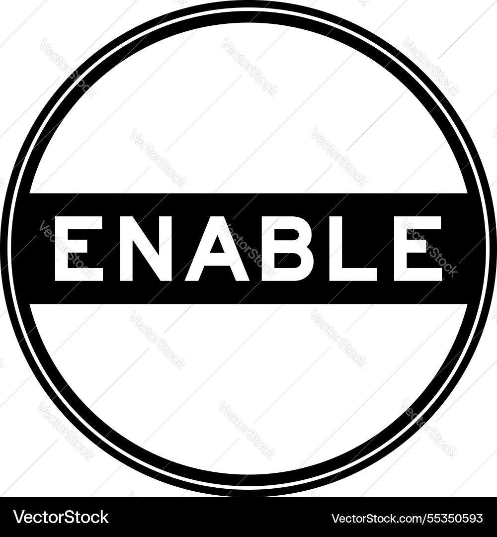 Black color round seal sticker in word enable Vector Image