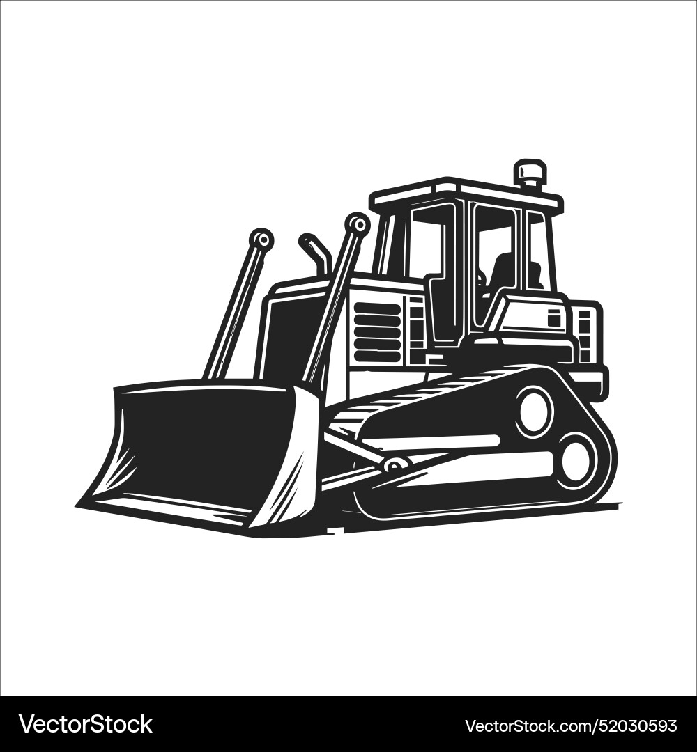 Bulldozer symbol black white Royalty Free Vector Image
