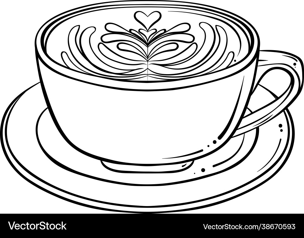 Cappuccino drink with latte art Royalty Free Vector Image