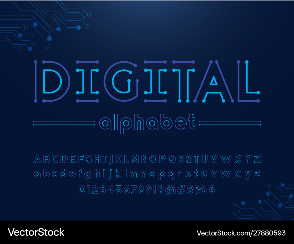 Circuit fonts Royalty Free Vector Image - VectorStock