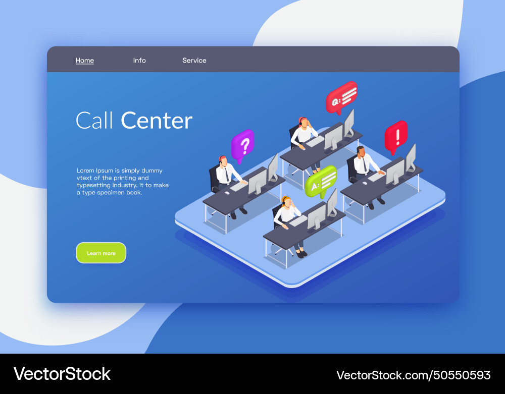 Customer service isometric banner Royalty Free Vector Image
