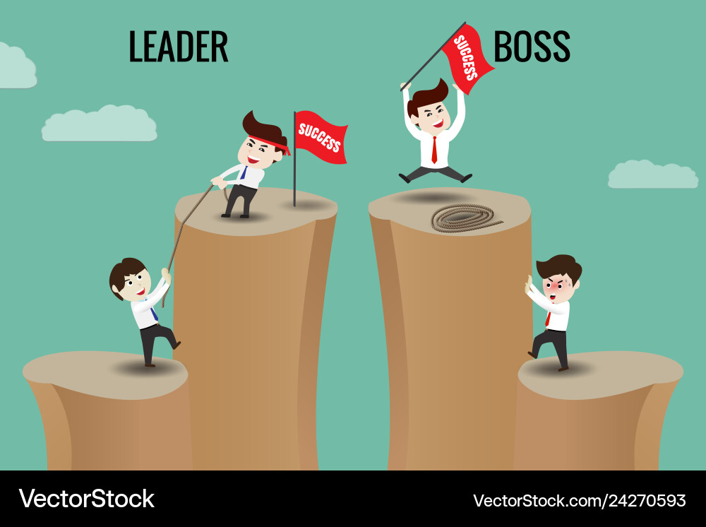 Difference between leader and boss Royalty Free Vector Image