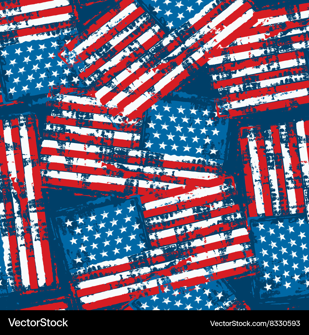 Distressed grunge american flag seamless pattern Vector Image