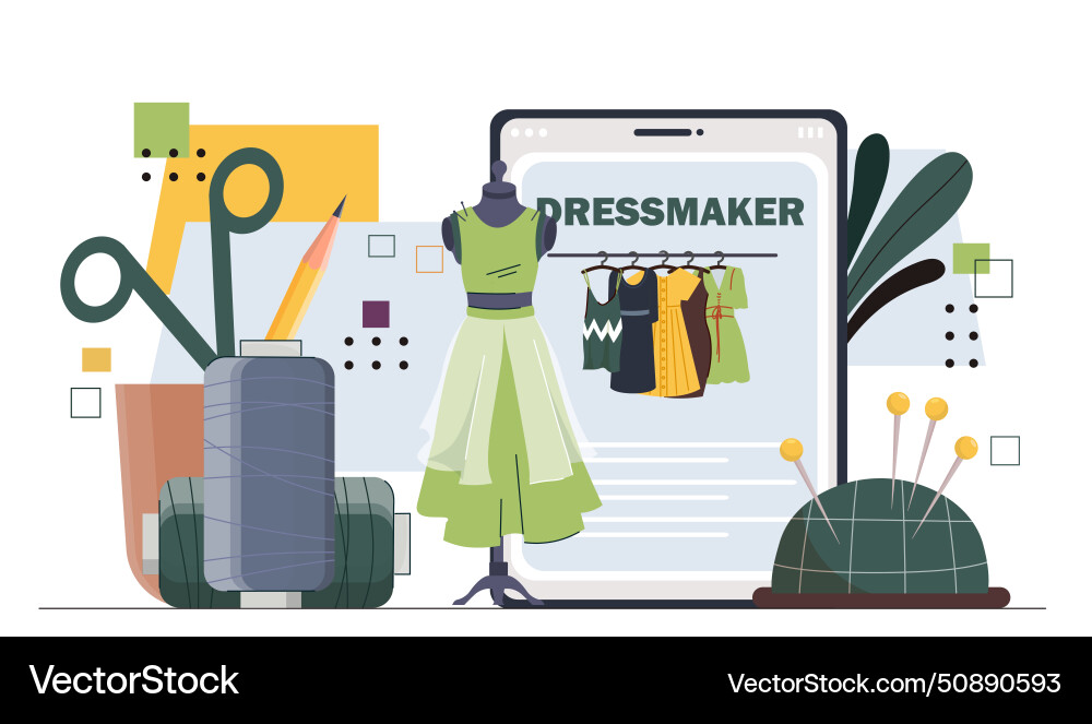 Dressmaker online concept Royalty Free Vector Image