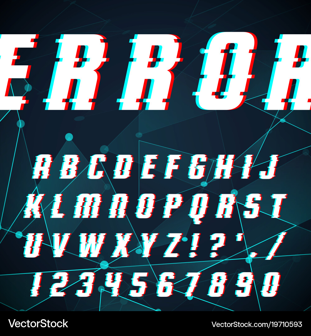 Font in glitch style Royalty Free Vector Image