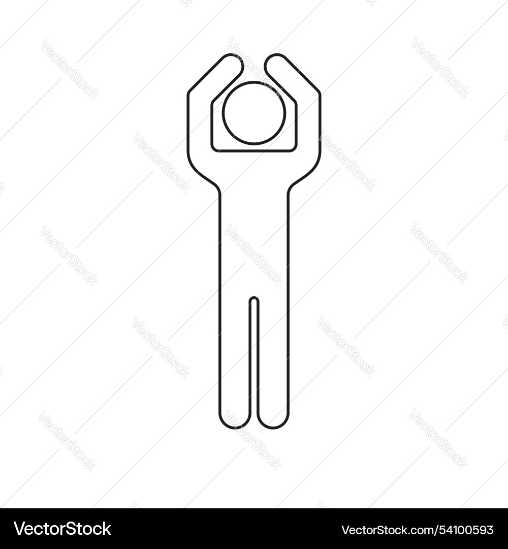 Human figure with raised arms line icon simple Vector Image