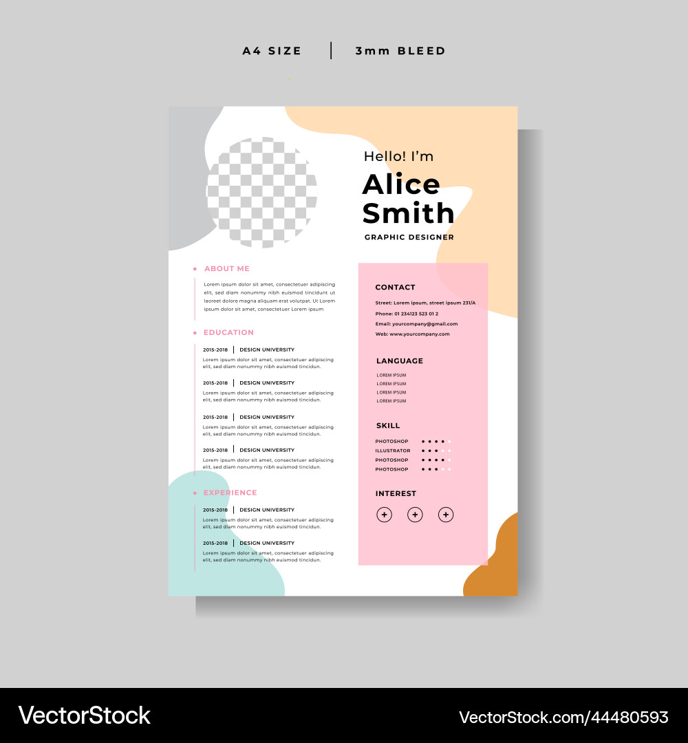 Modern curriculum vitae design template Royalty Free Vector