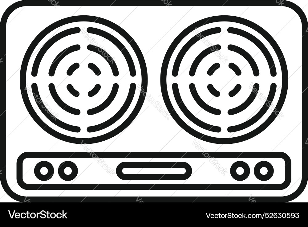 Modern double electric stove top view simple line Vector Image