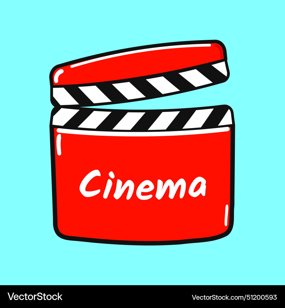 Movie clapper character hand drawn cartoon Vector Image