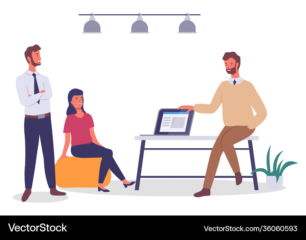 Office staff in modern monoblock Royalty Free Vector Image