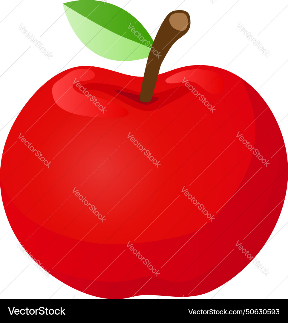 Red apple with green leave Royalty Free Vector Image
