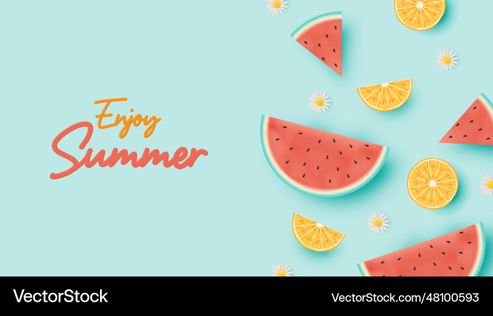 Tropische Früchte mit Strandhintergrund Vektorbild