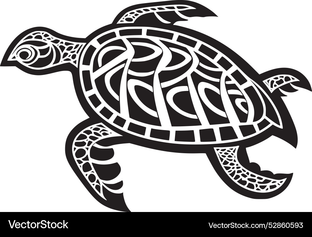 Turtle - black and white Royalty Free Vector Image