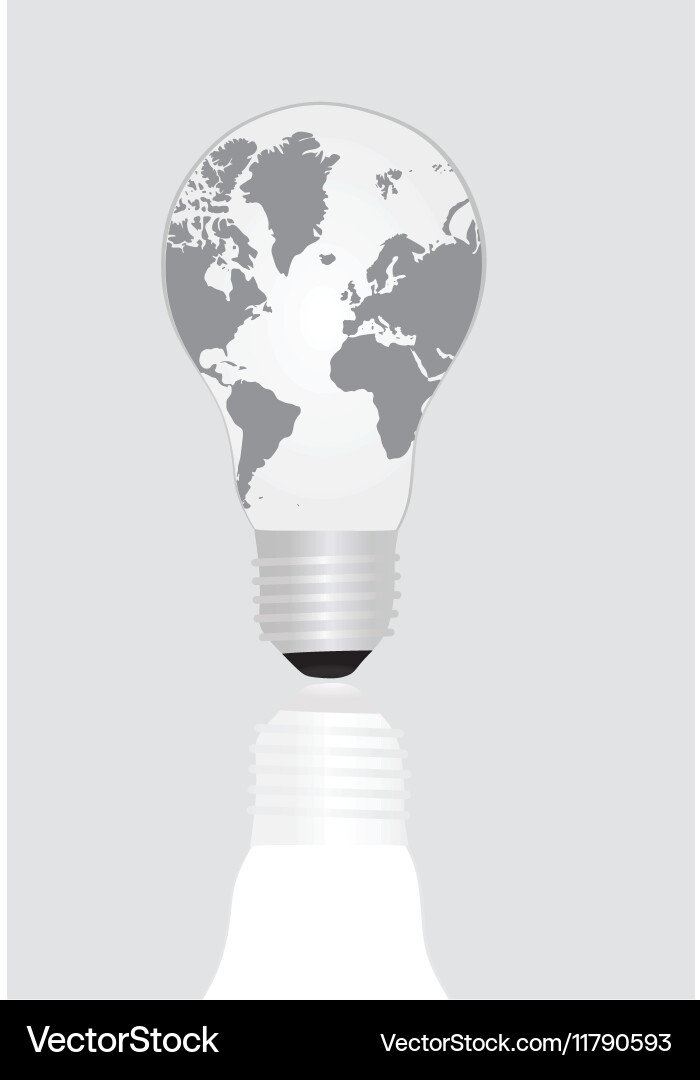 World map inside light bulb Royalty Free Vector Image