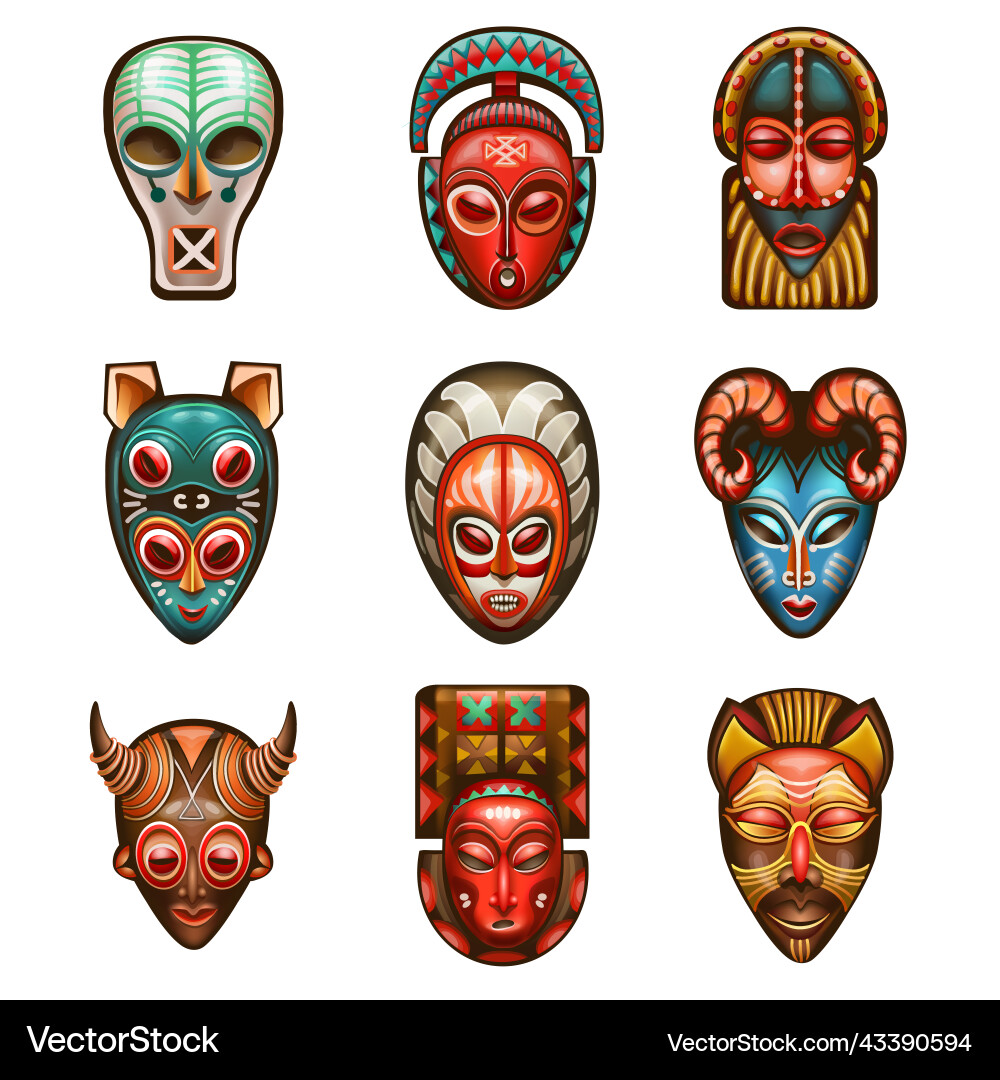 A set of african masks Royalty Free Vector Image