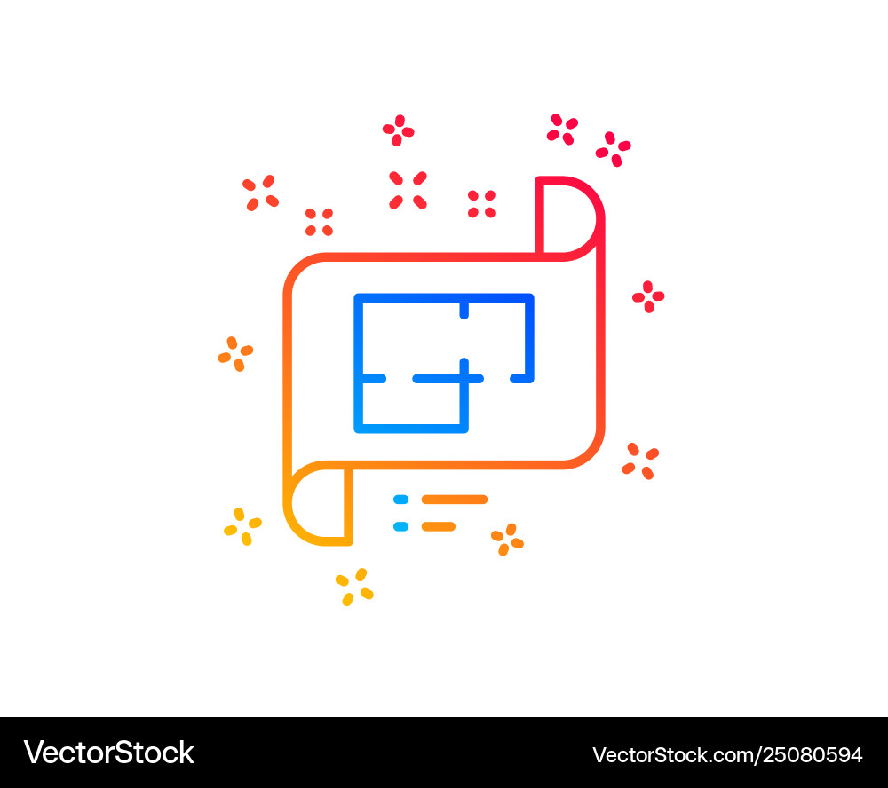 Architectural plan line icon technical project Vector Image