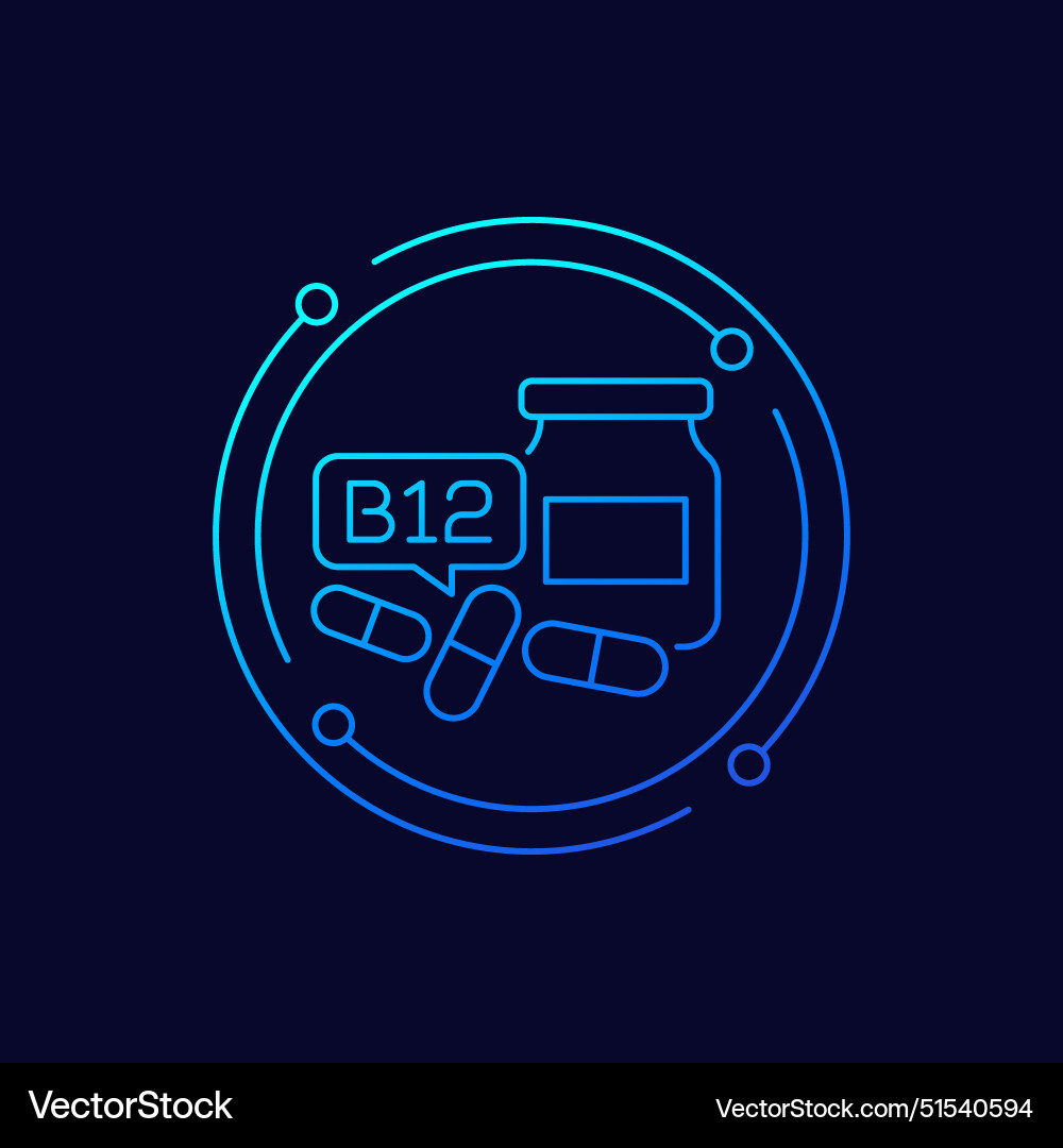 B12 vitamin icon linear design Royalty Free Vector Image