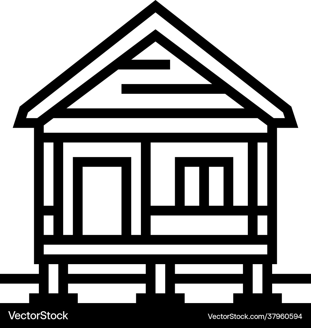 Bungalow house line icon Royalty Free Vector Image