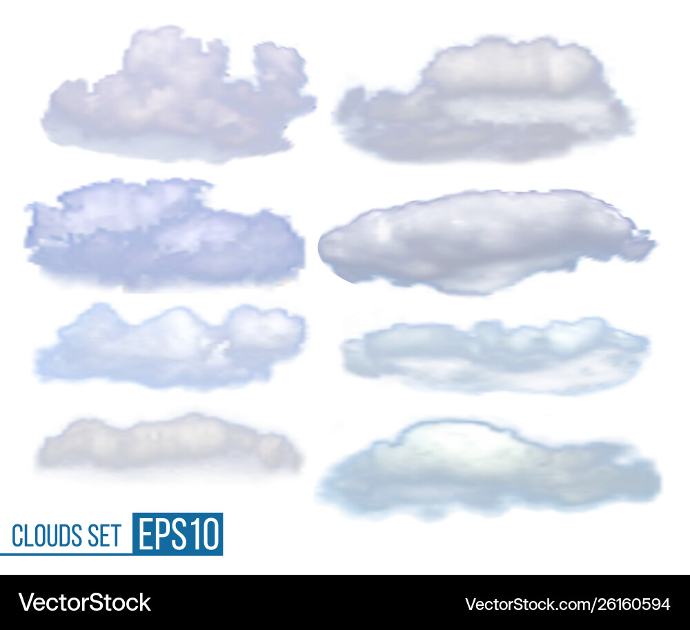 Collection realistic clouds isolated on white Vector Image