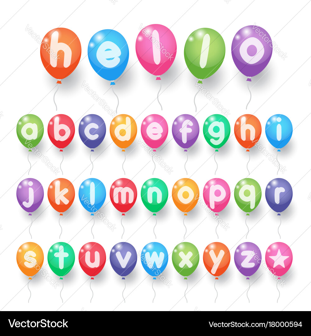 Colorful alphabet letter balloons Royalty Free Vector Image