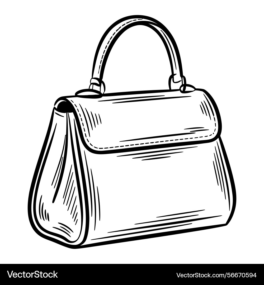 Designer handbag sketch line art Royalty Free Vector Image