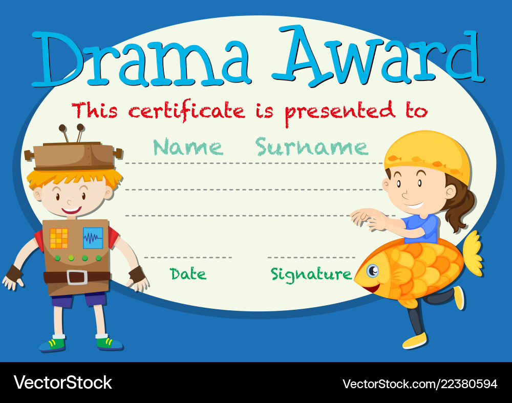 Drama award certificate concept Royalty Free Vector Image