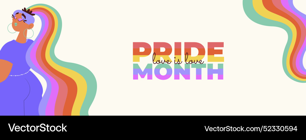Flat pride month social media cover template Vector Image