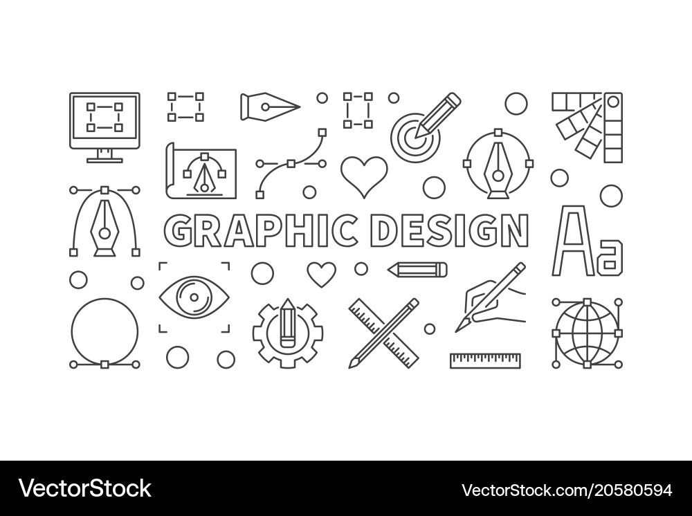 Graphic design line horizontal banner Royalty Free Vector