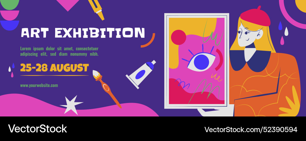 Hand drawn art exhibition facebook cover Vector Image