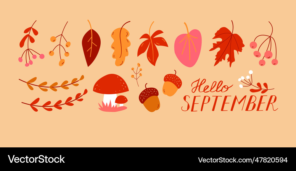 Hello september month Royalty Free Vector Image