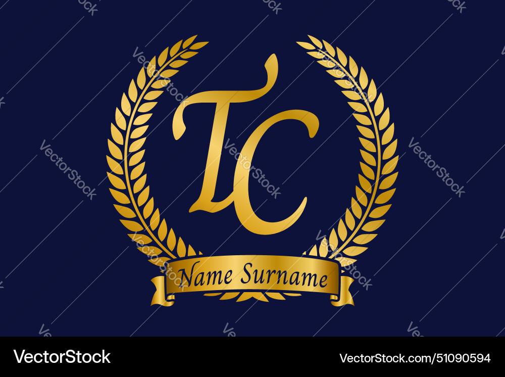 Initial letter t and c tc monogram logo design Vector Image