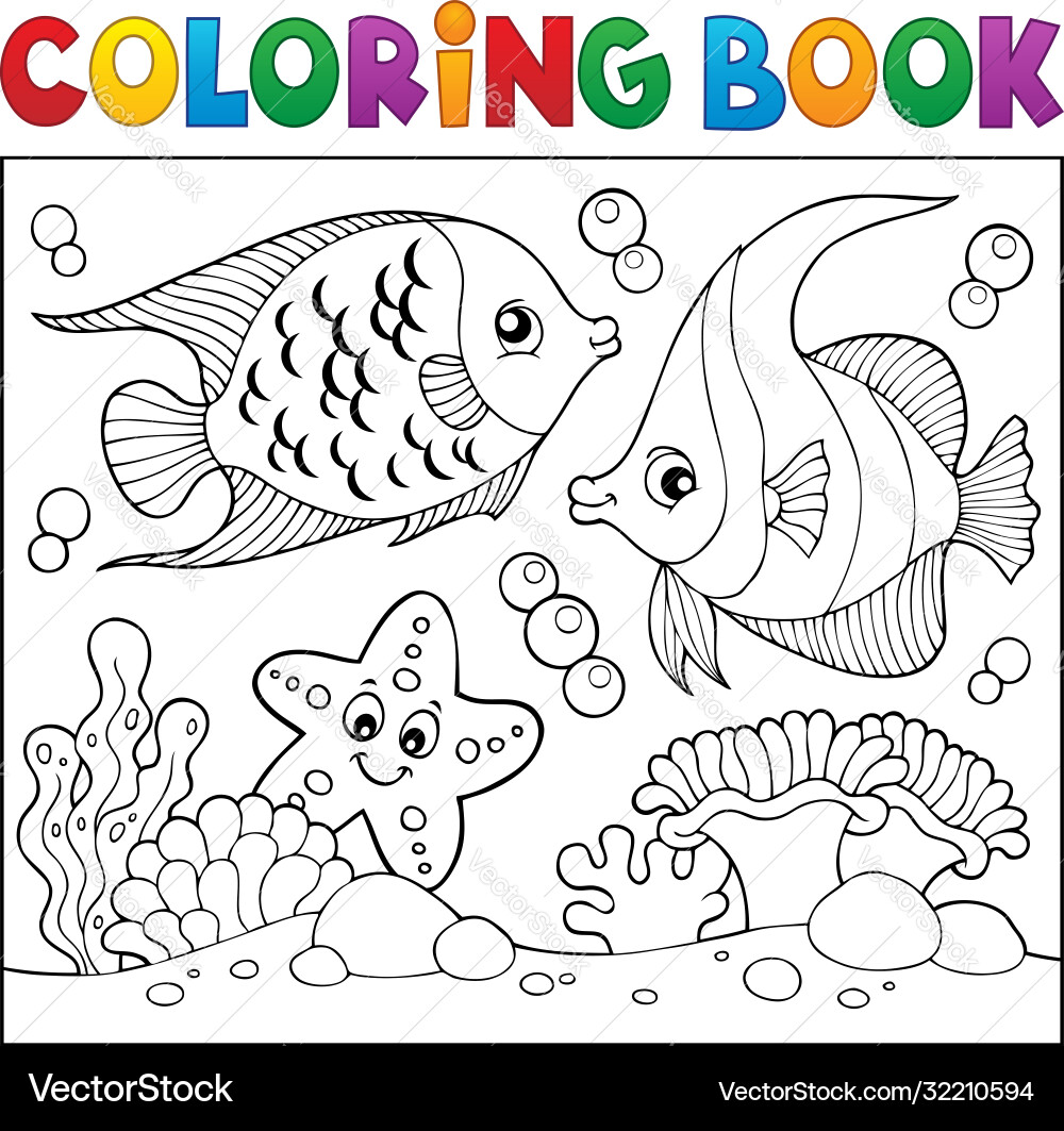 Ocean Sea Life Coloring Page Royalty Free Vector Image