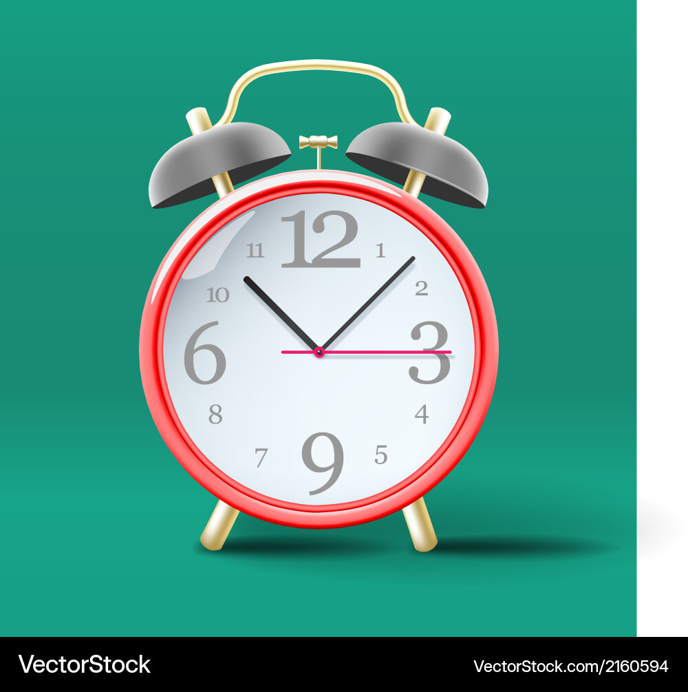 Vintage Red Alarm Clock Royalty Free Vector Image