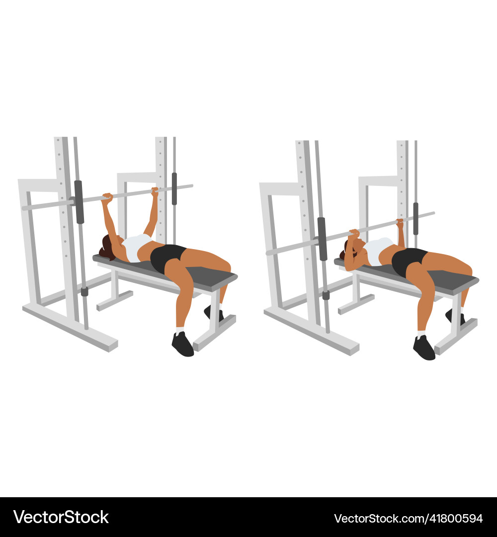Woman Bench Pressing with Smith Machine Royalty Free Vector