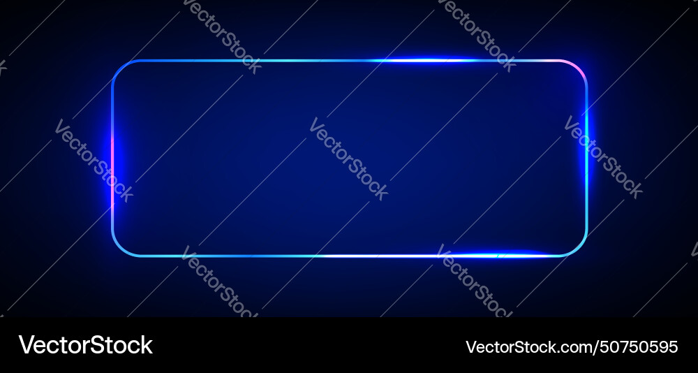 Blue neon light rectangle frame glow background Vector Image