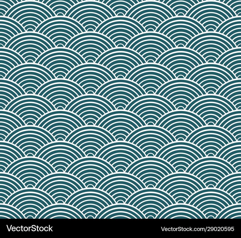 Blue seigaiha japanese wave pattern Royalty Free Vector
