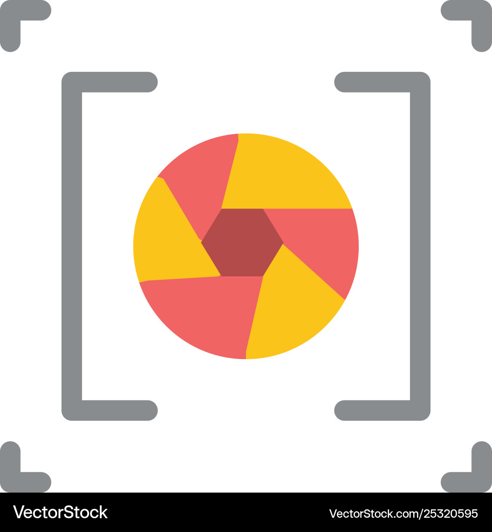 Camera aperture lens photography flat color icon Vector Image