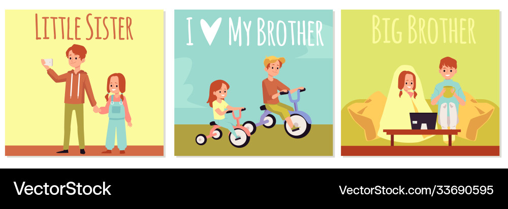 Cards good relationships between brother Vector Image