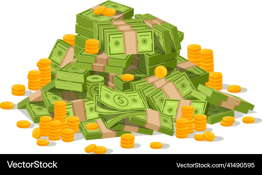 Cartoon money cash pile dollar bill stack Vector Image